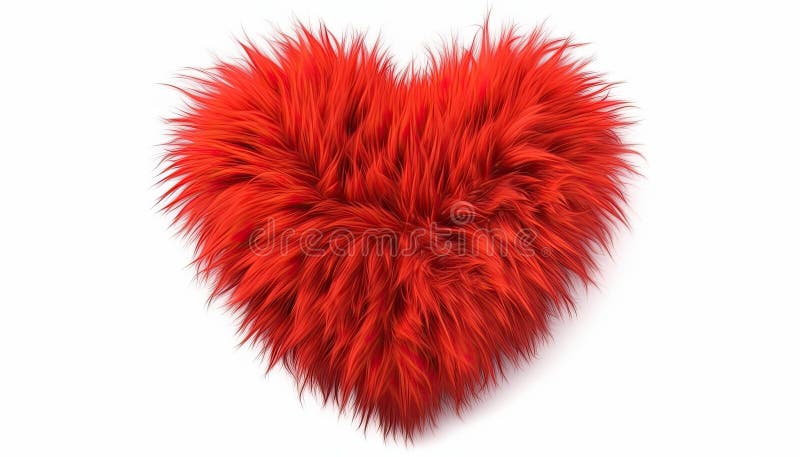 Red Furry Heart Illustration on a White Background. Stock Illustration ...