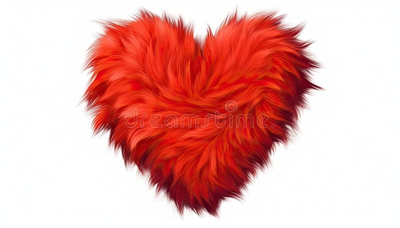 Red Furry Heart Illustration on a White Background. Stock Illustration ...