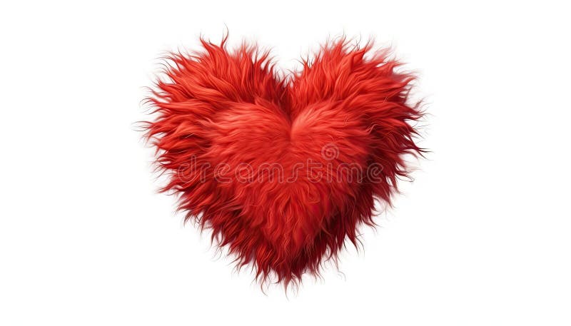 Red Furry Heart Illustration on a White Background. Stock Illustration ...