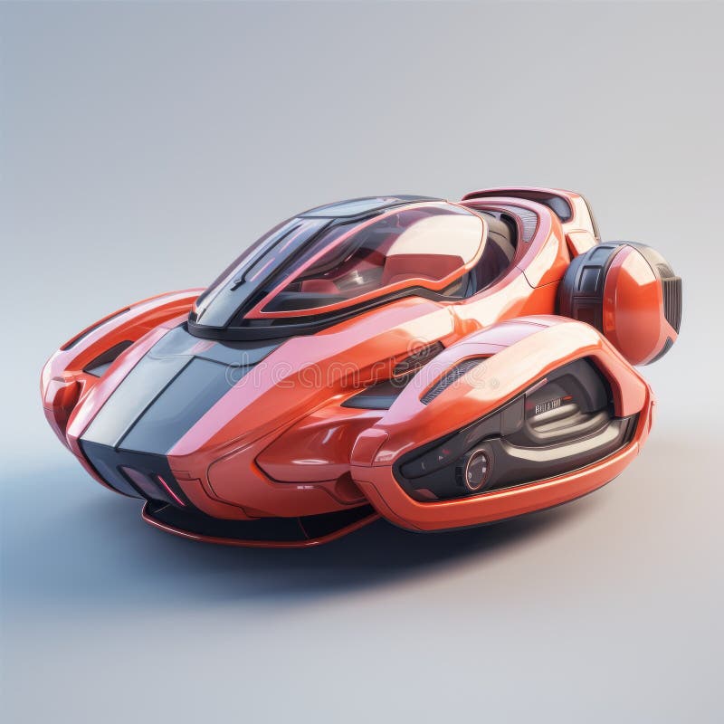 Futuristic Red Car: 3d Render with Sci-fi Inspired Design Stock ...