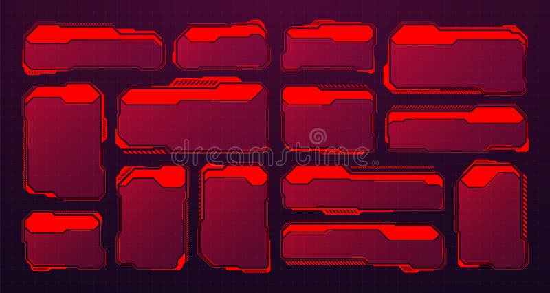 Red Futuristic HUD or UI Elements. Sci-fi User Interface Text Boxes ...