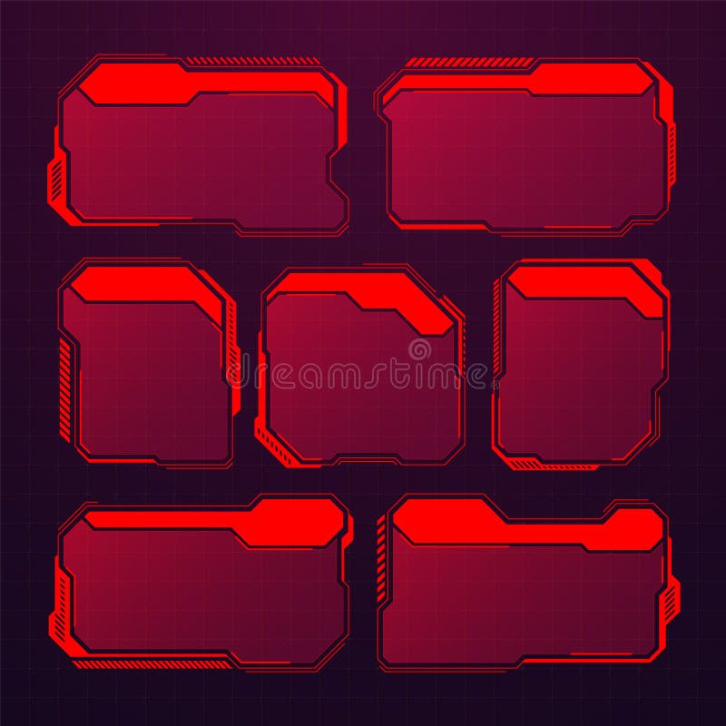 Red Futuristic HUD or UI Elements. Sci-fi User Interface Text Boxes, Callouts Stock Illustration ...