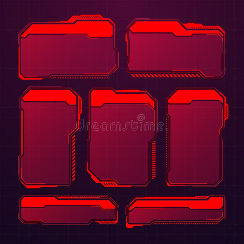 Red Futuristic HUD or UI Elements. Sci-fi User Interface Text Boxes, Callouts Stock Vector ...