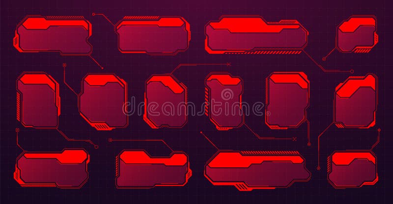 Red Futuristic HUD or UI Elements. Sci-fi User Interface Text Boxes ...