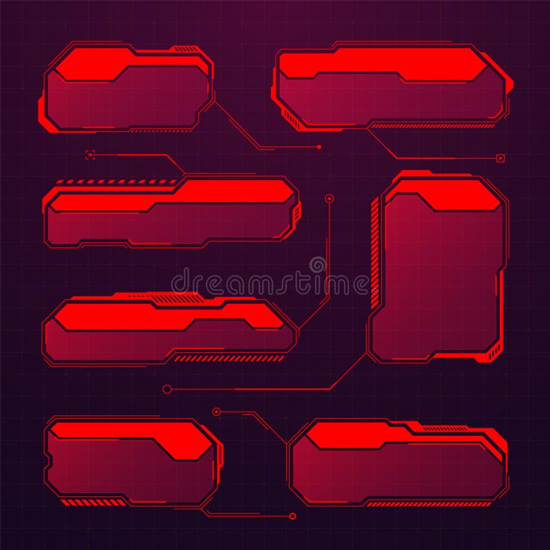 Red Futuristic HUD or UI Elements. Sci-fi User Interface Text Boxes, Callouts Stock Vector ...