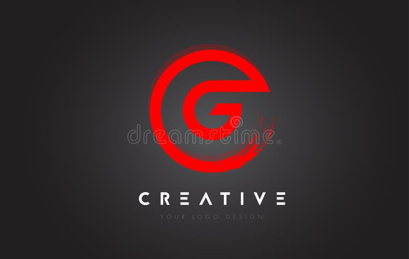 Red G Circular Letter Logo with Circle Brush Design and Black ...