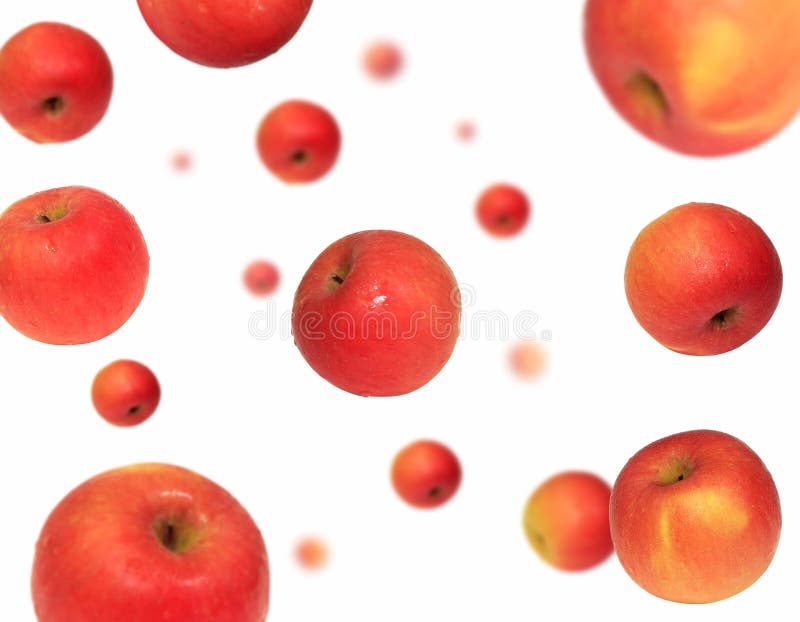 Red Gala apple floating stock image. Image of food, white - 63898639