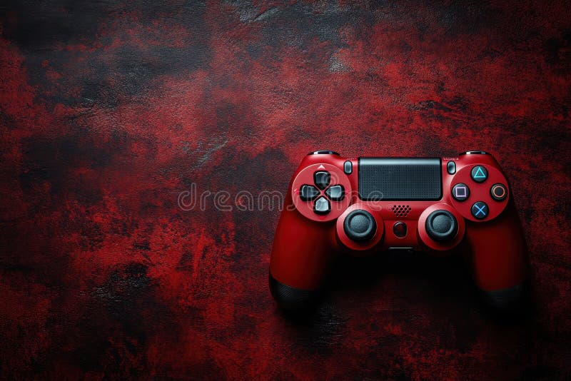 Red Game Controller on Textured Dark Background, Showcasing Modern ...