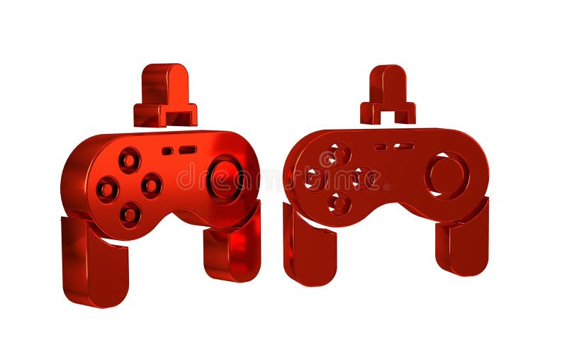 Red Gamepad Icon Isolated on Transparent Background. Game Controller ...