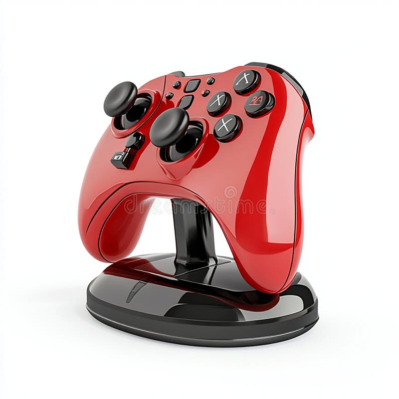 Red Gaming Controller on Stand Modern Design 3d Pad Fun Game Play Base ...