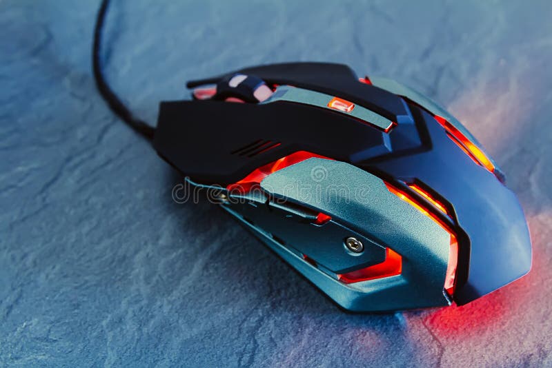 Red Gaming Mouse on Stone Texture Table Stock Image - Image of control ...