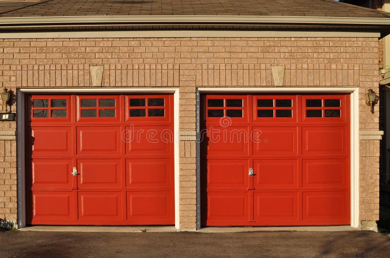 Red garage doors stock photo. Image of driveway, shelter - 14245830