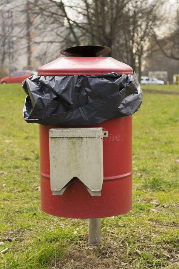Red garbage bin stock photo. Image of trash, rubbish - 53479284