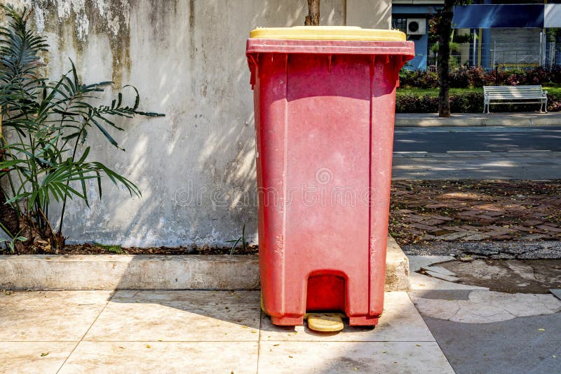 Red garbage bins stock image. Image of metal, ecological - 299502577
