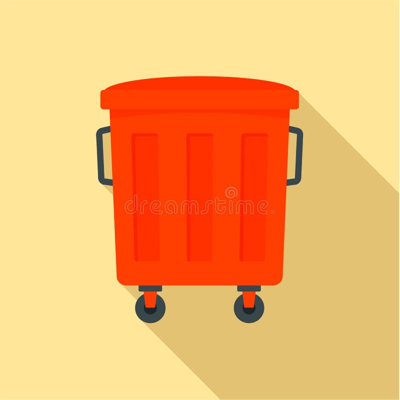 Red Garbage Box Icon, Flat Style Stock Vector - Illustration of dump ...
