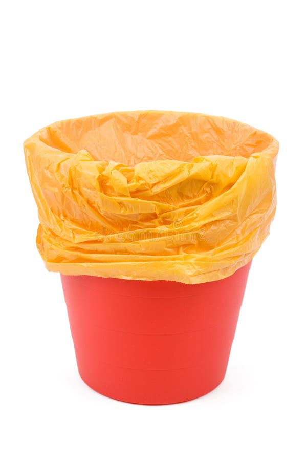 Red Garbage can stock photo. Image of wastepaper, isolated - 3421948