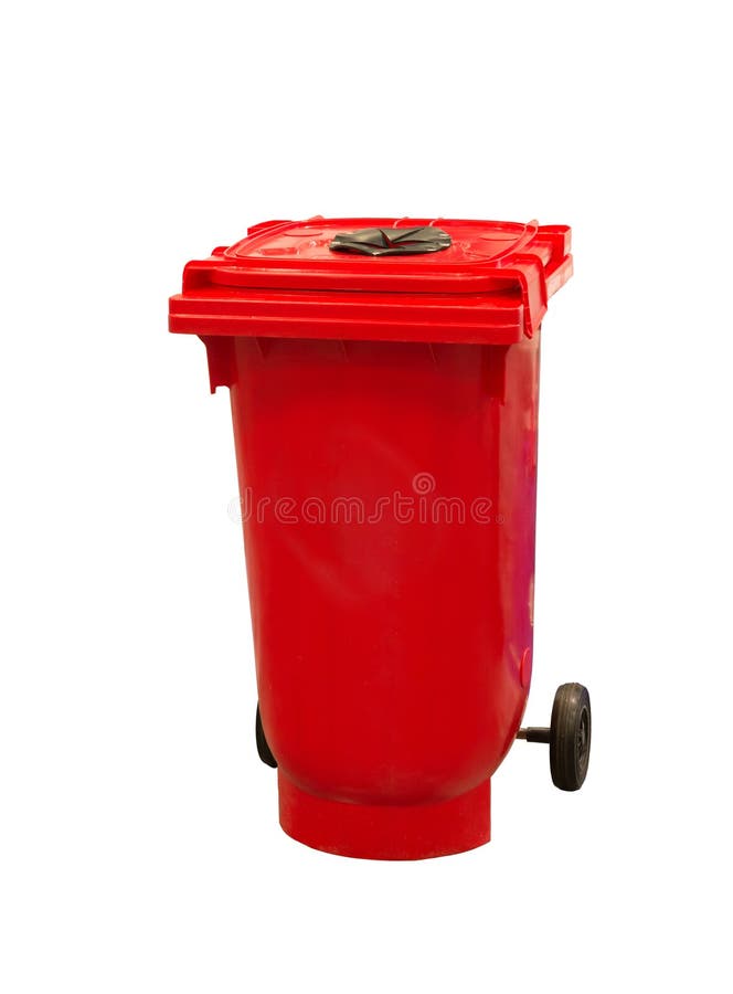 Red Garbage Trash Bin Isolated on White Stock Photo - Image of ...