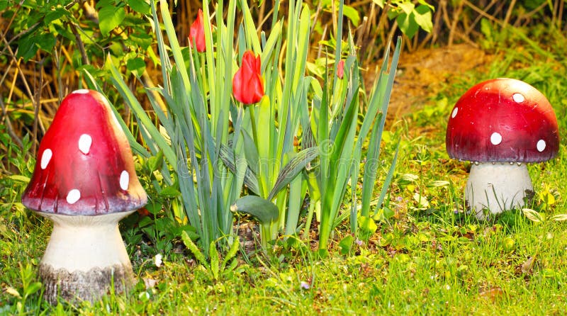 Red garden decoration stock photo. Image of lucky, white - 36390956