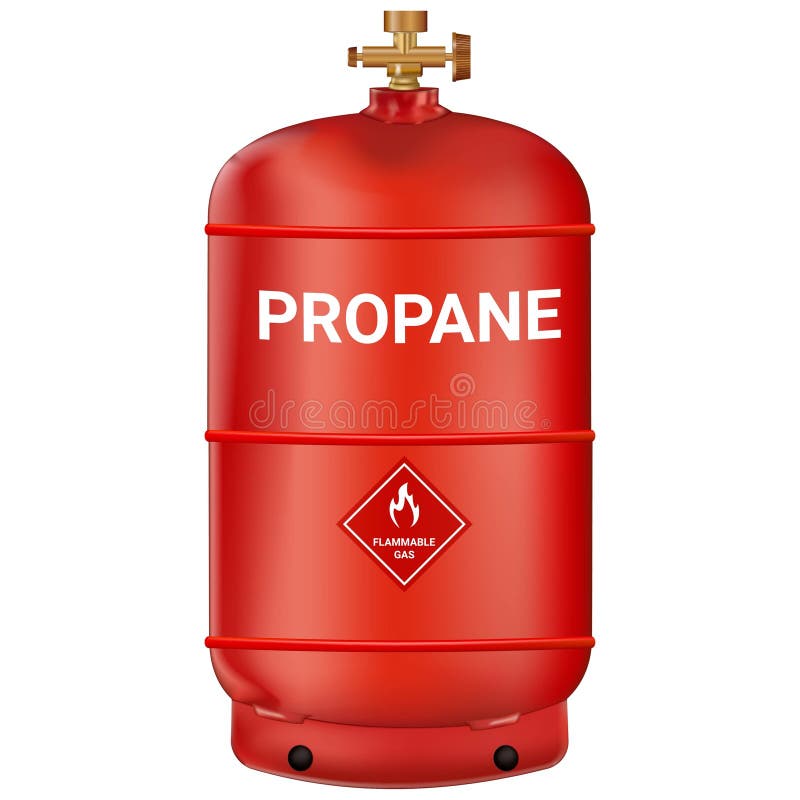 Red Gas Cylinder Containing Propane Isolated on White Background. Camp ...