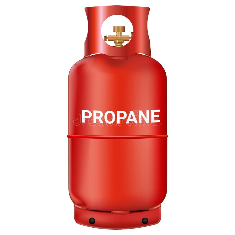 Red Gas Cylinder Containing Propane Isolated on White Background. Camp ...