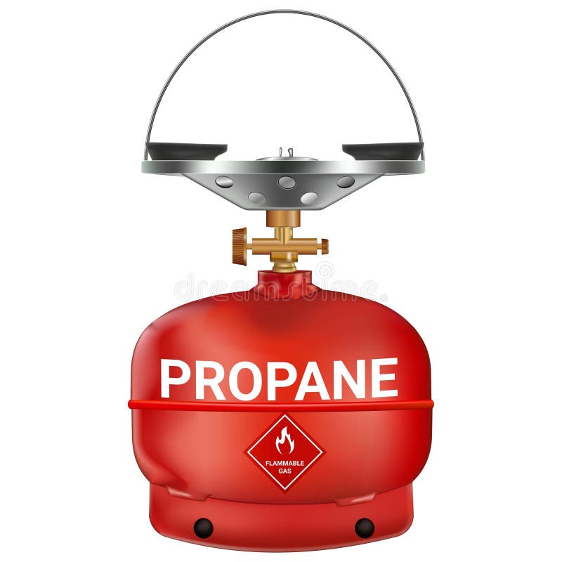 Red Gas Cylinder Containing Propane Isolated on White Background. Camp ...