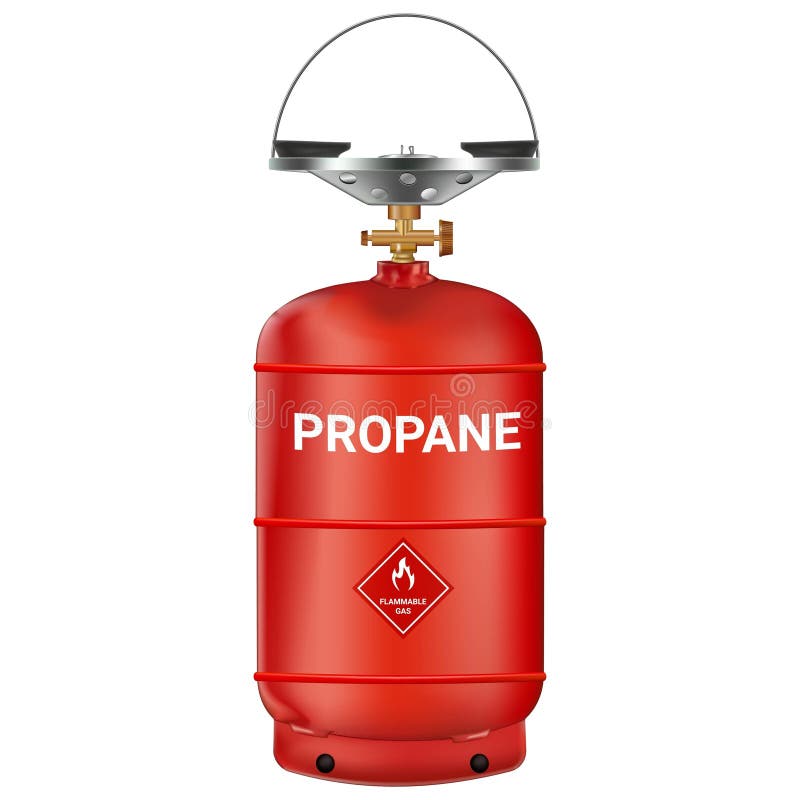 Red Gas Cylinder Containing Propane Isolated on White Background. Camp ...