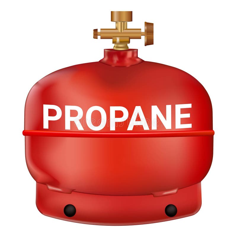 Red Gas Cylinder Containing Propane Isolated on White Background. Camp ...