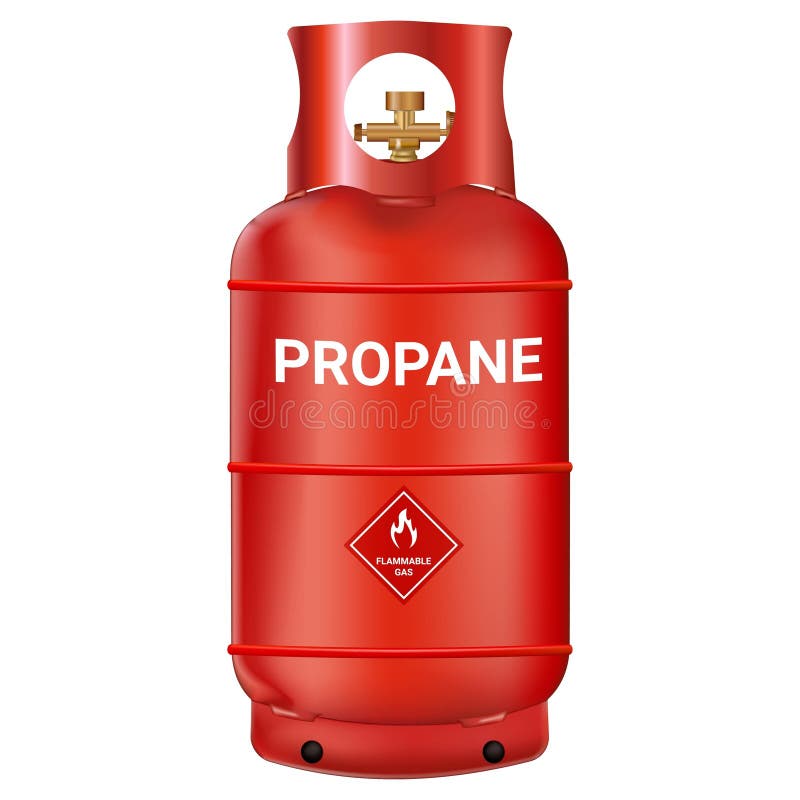 Red Gas Cylinder Containing Propane Isolated on White Background. Camp ...