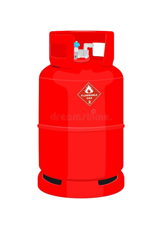 Red gas cylinder. stock vector. Illustration of chemical - 123673083