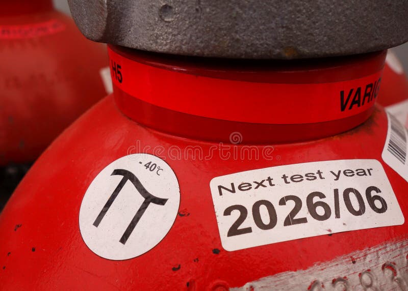 Red Gas Cylinders in Warehouse Storage Stock Image - Image of exposed ...