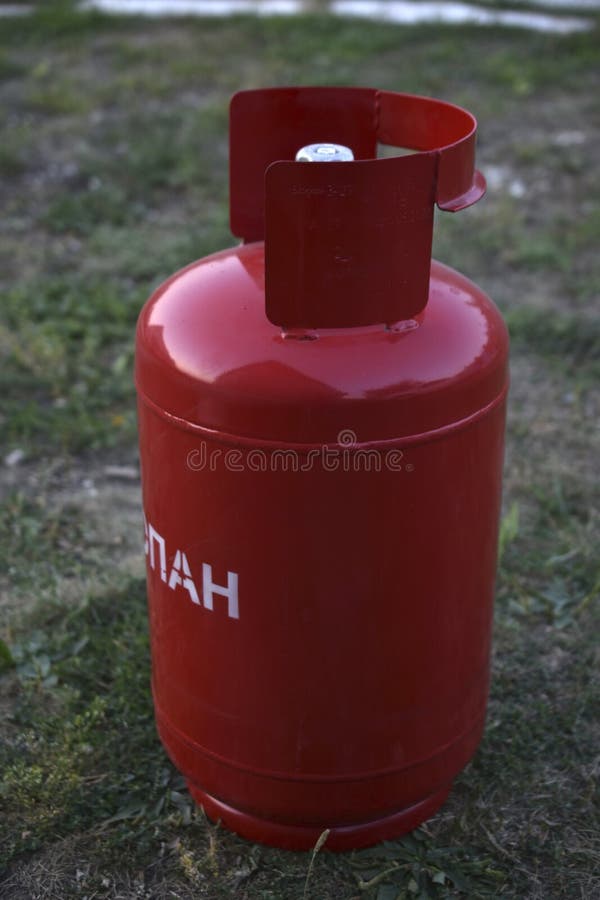 Red Gas Household Bottle with Shiny Valve Stock Image - Image of site ...