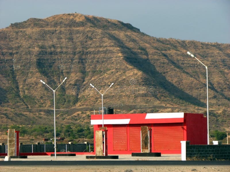 Red Gas Station stock photo. Image of empty, india, hill - 4349800