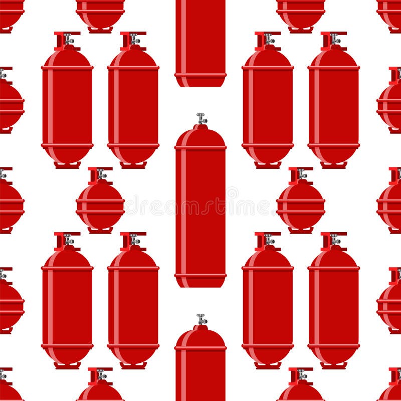 Red Gas Tank Seamless Pattern Isolated on White Background. Metallic ...