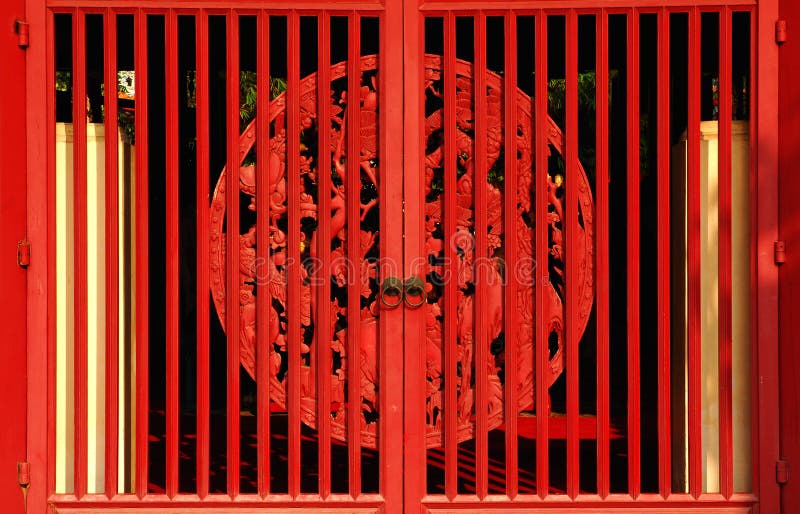 Red gate stock photo. Image of carved, wood, wooden, color - 10634612