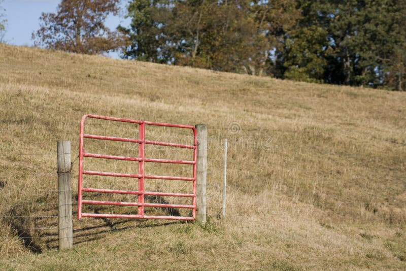 Red Gate stock image. Image of grass, autumn, metal, landscape - 3391835
