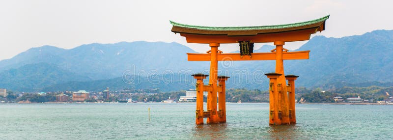 Red Gate Located in the Sea at Miyajima Island Hiroshima Stock Image ...