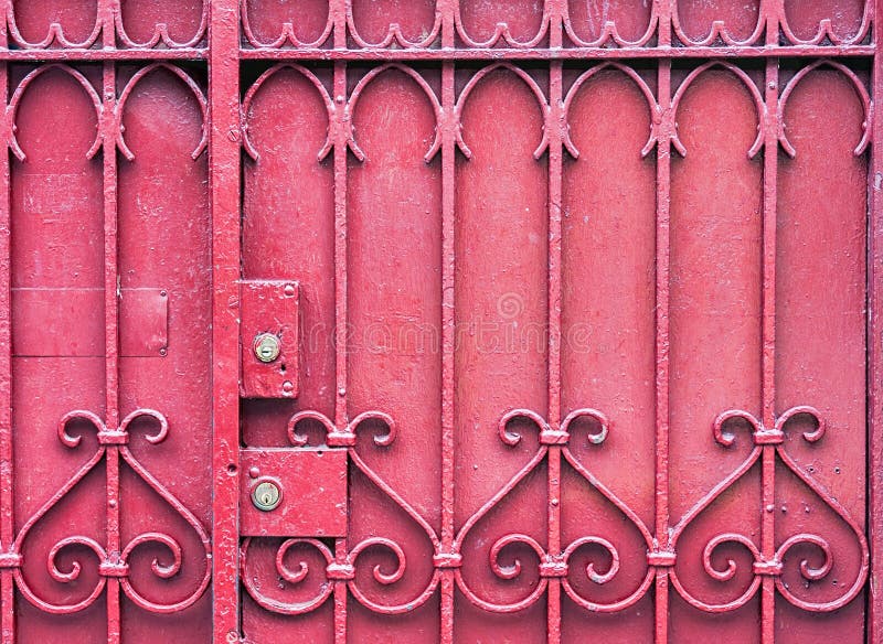 Red Gate with Lock stock image. Image of closed, lock - 25717425