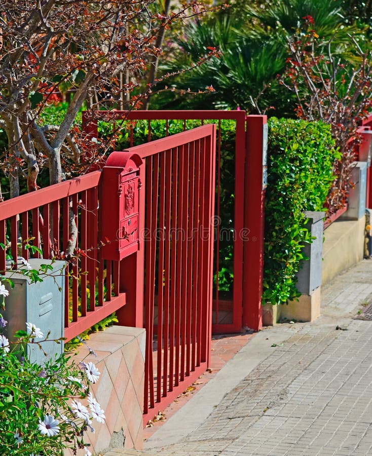 Red gate stock photo. Image of fence, iron, slit, open - 40519888