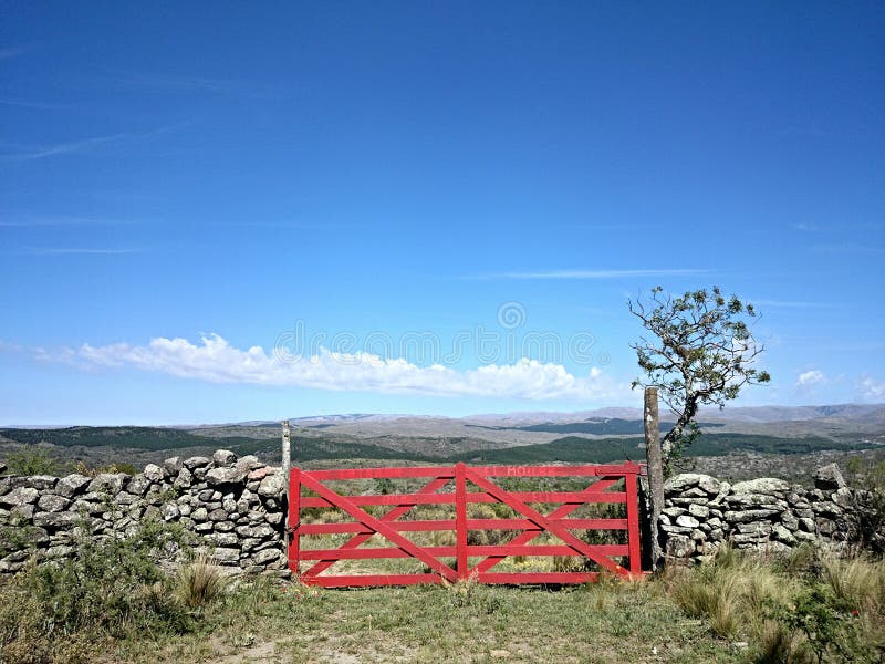 Red gate stock image. Image of agriculture, nature, gate - 45736329