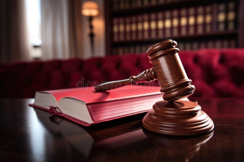 Red Gavel on Top of a Legal Book Stock Photo - Image of judge, wooden ...