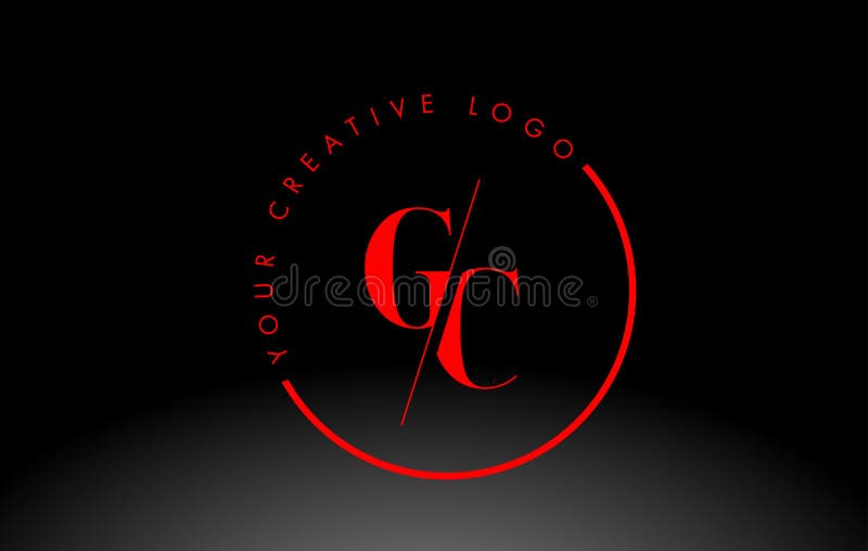 Red GC Serif Letter Logo Design with Creative Intersected Cut Stock ...