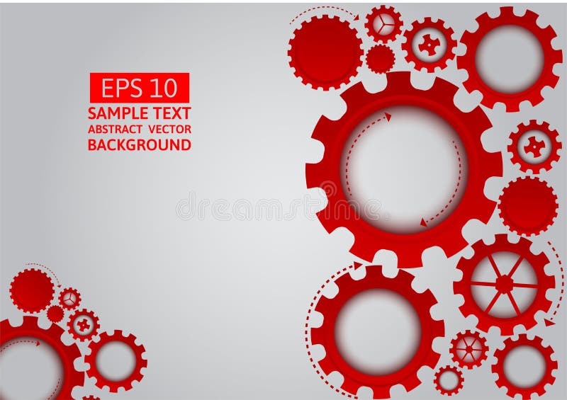Red Gear Abstract Vector on Gray Background with Copy Space Stock ...