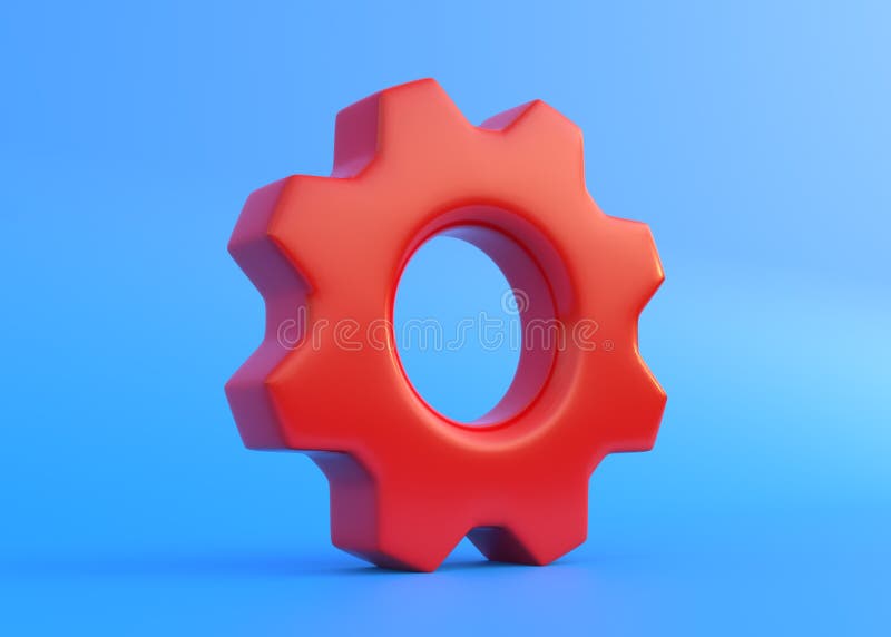 Red Gear on Blue Background Stock Illustration - Illustration of ...