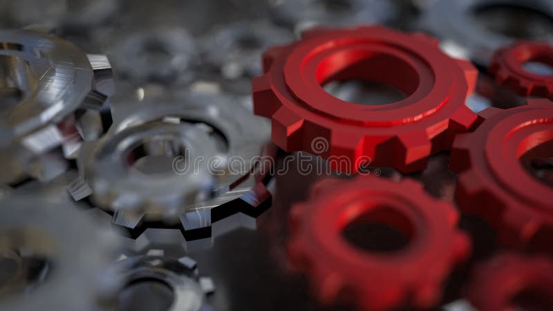 The Red Gear for Engineering or Team Work Concept 3d Rendering Stock ...