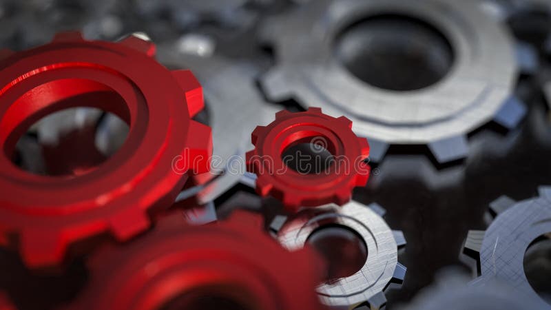 The Red Gear for Engineering or Team Work Concept 3d Rendering Stock ...