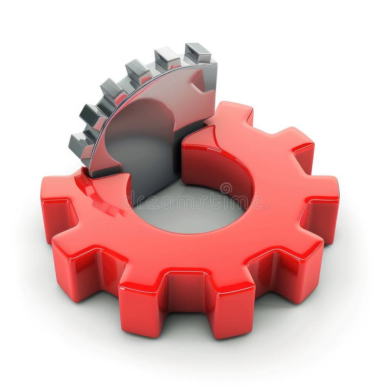 Red and Silver Gearwheel Interlocking, Mechanism Teamwork Concept Stock ...
