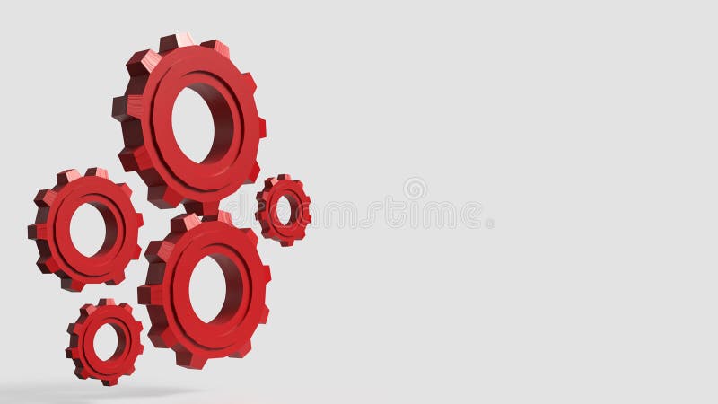 The Red Gear on White Background for Engineering Concept 3d Rendering ...