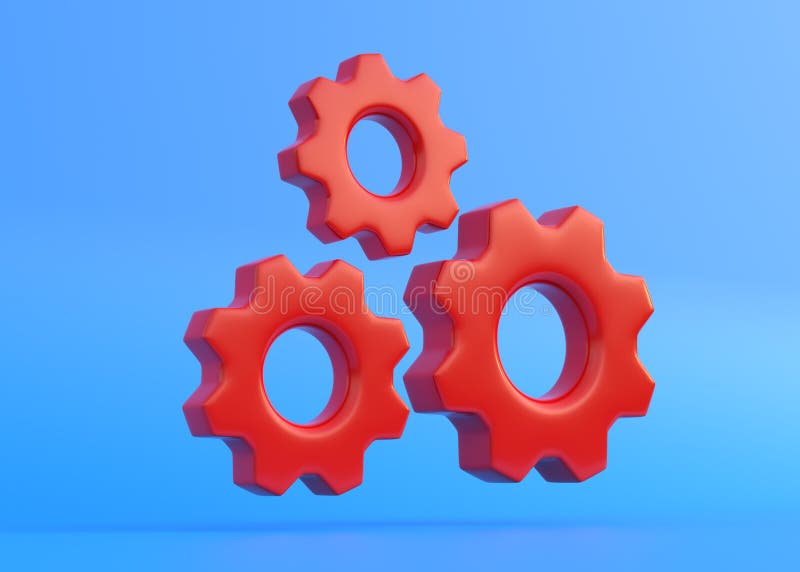 Red Gears on Blue Background Stock Illustration - Illustration of ...