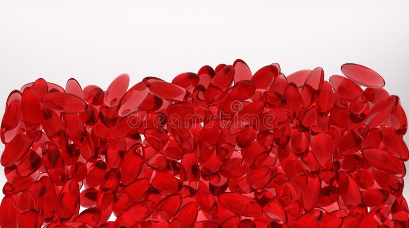 Red Gel 3D Rendered Pills Isolated on White Background Stock ...