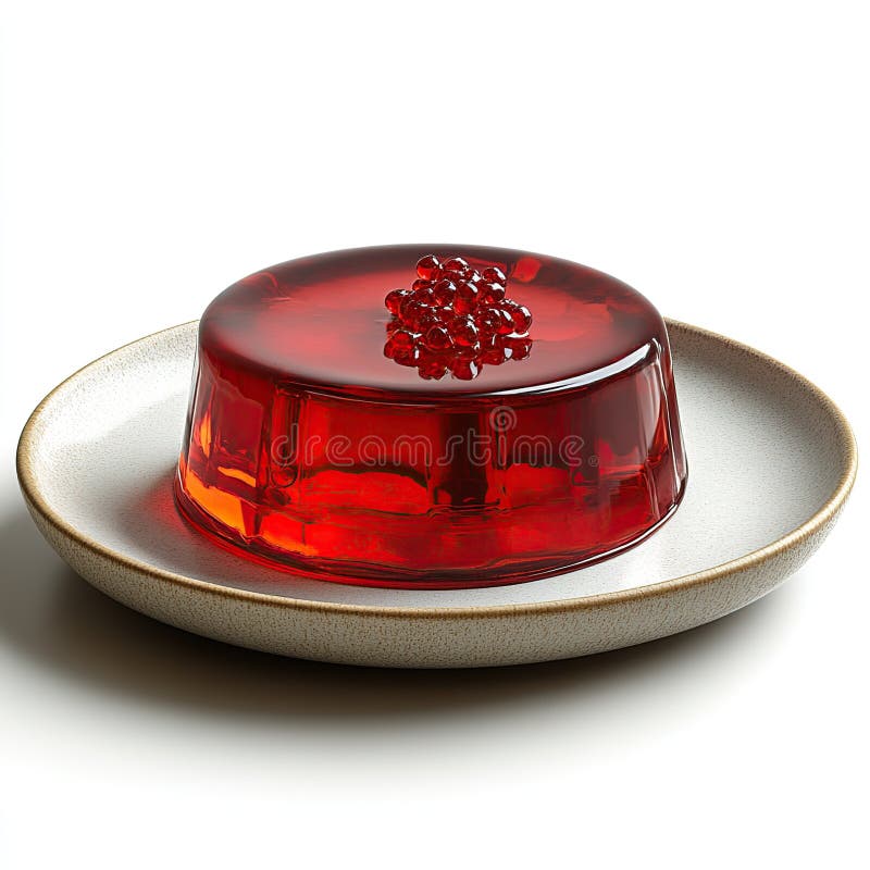 Red Gelatin Dessert with Berries Stock Illustration - Illustration of ...